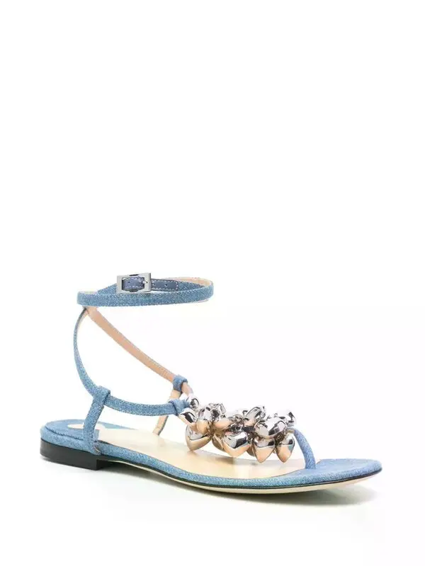 Mach & Mach Heart-charm Flat Sandals - Blue