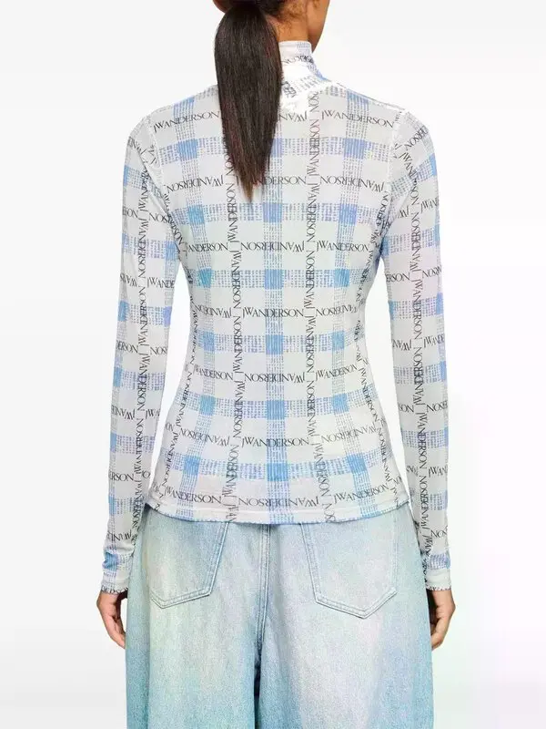 JW Anderson Logo Check Print High Neck Top