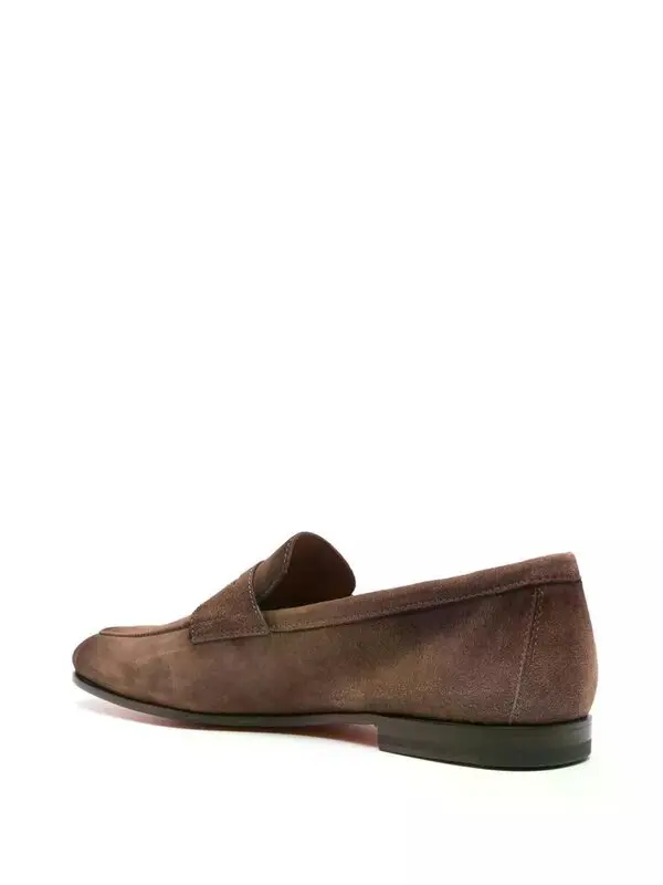 Santoni Penny-slot Suede Loafers - Brown