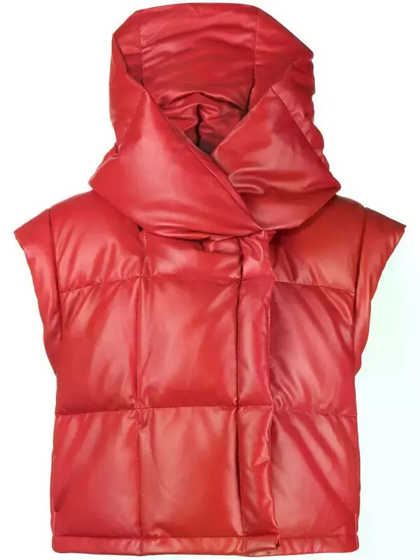 Goen.j Vegan-leather Quilted-down Gilet - Red