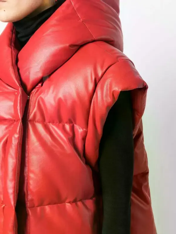Goen.j Vegan-leather Quilted-down Gilet