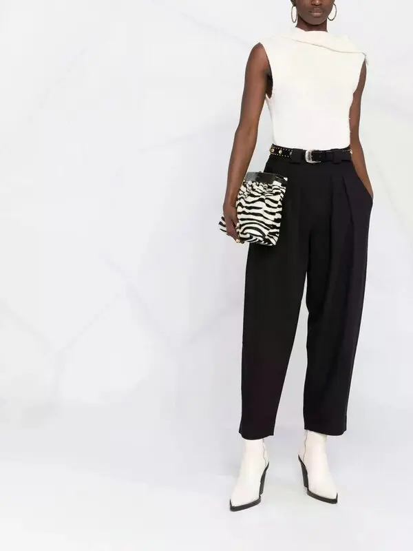 FRAME Pleated High-waisted Cropped Trousers