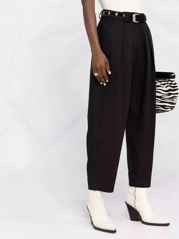 FRAME Pleated High-waisted Cropped Trousers