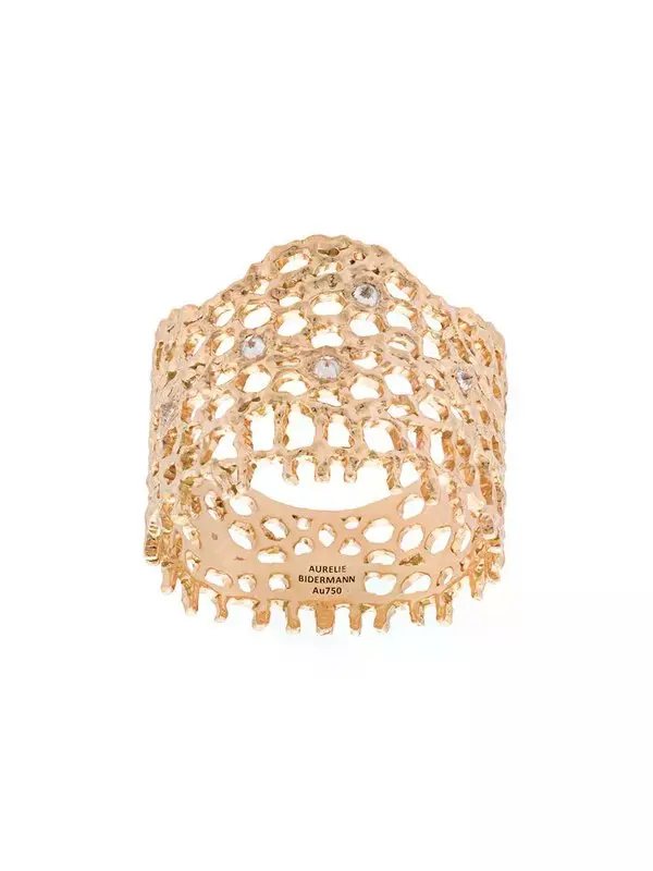 AURÉLIE BIDERMANN 18kt Yellow Gold & Diamond Lace Ring - Metallic