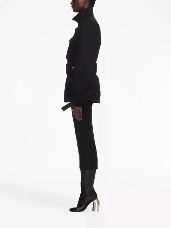Off-White Belted Waist Funnel Neck Jacket