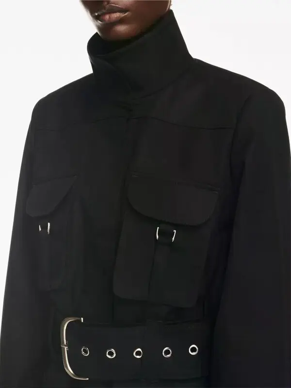 Off-White Belted Waist Funnel Neck Jacket