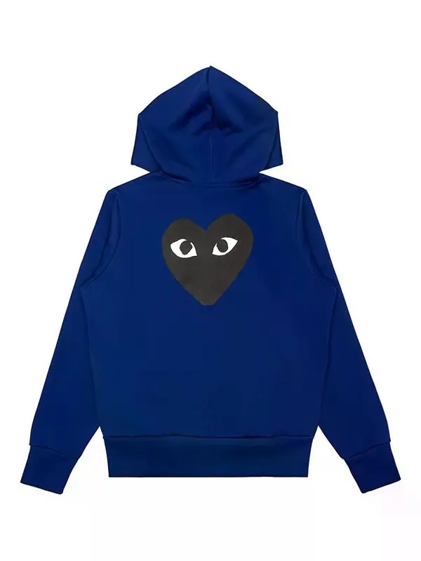 Play Comme Des Garcon Zip Hoodie With Appliqué Heart - Blue