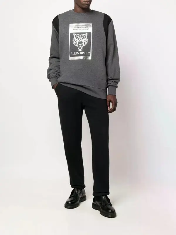 PLEIN SPORT Tiger-head Logo-print Sweatshirt