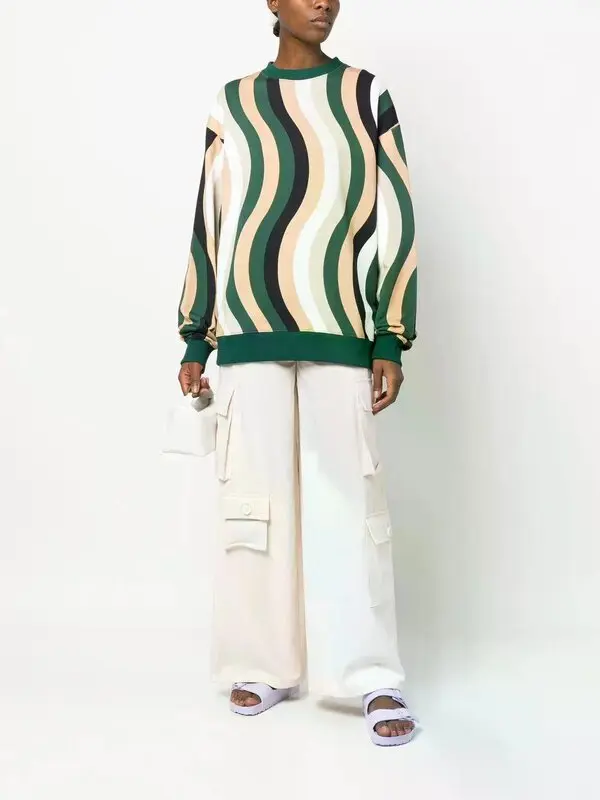Camper Wave-pattern Cotton Sweatshirt - White