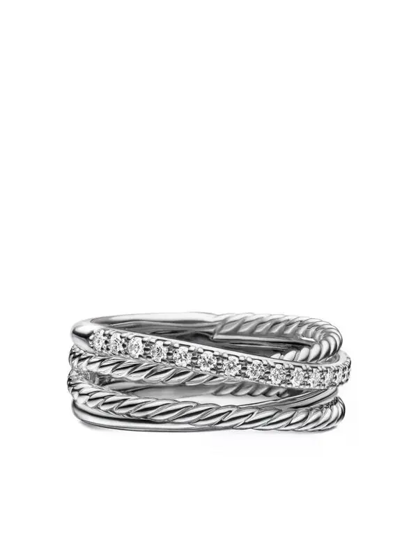 David Yurman Sterling Pavé Diamond Crossover Ring