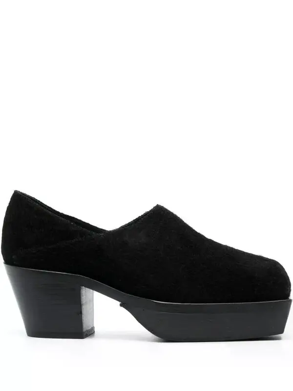 Eckhaus Latta 65mm Cowboy Leather Clogs - Black