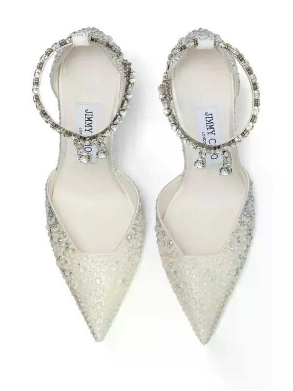JIMMY CHOO Stevie 100 Crystal Embellished Pumps - Neutrals