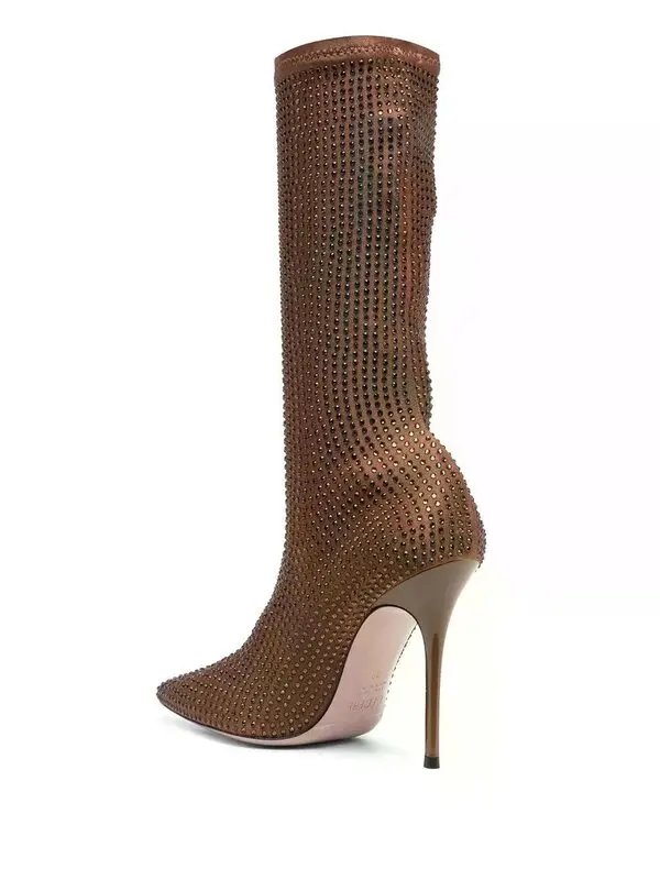 GEDEBE Logan 115mm Crystal-embellished Stiletto Boots - Brown