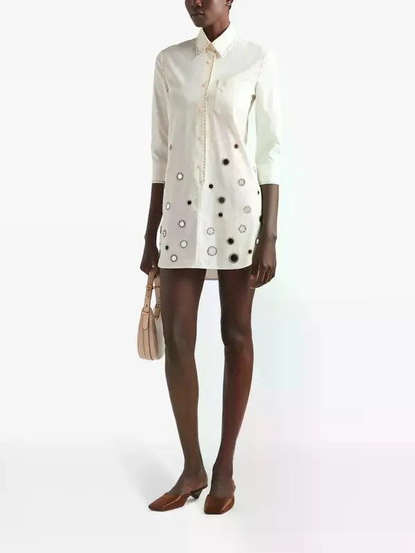 Prada Appliqué Detail Cotton Shirt Dress