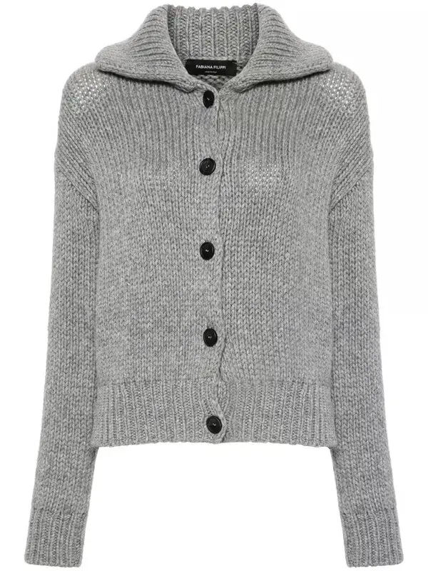 Fabiana Filippi Platinum Chunky Knit Cardigan - Grey
