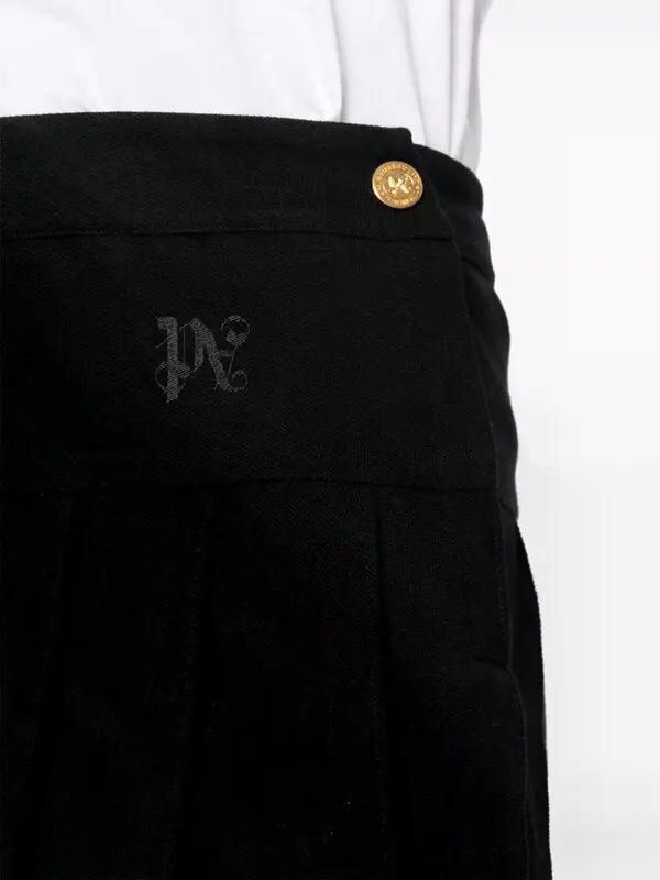 Palm Angels Monogram-embroidered Pleated Mini Skirt