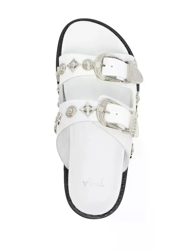 Toga Double Buckle Embellished Slip-on Sandals