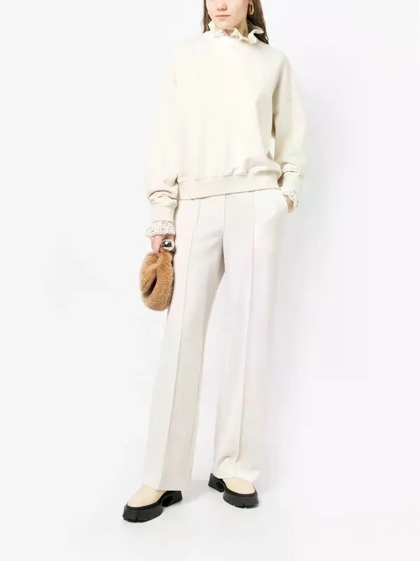 Goen.j Crochet Trim Crew-neck Sweatshirt