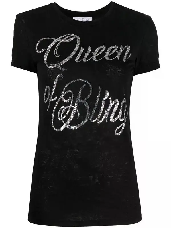 Philipp Plein Queen Of Bling Cotton T-shirt - Black