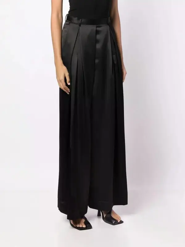 Goen.j Pleated Wide-leg Satin Trousers