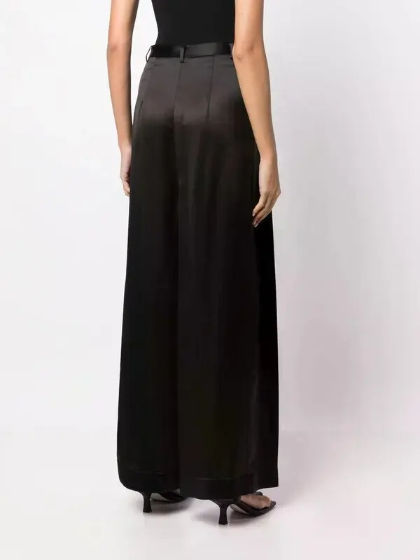 Goen.j Pleated Wide-leg Satin Trousers