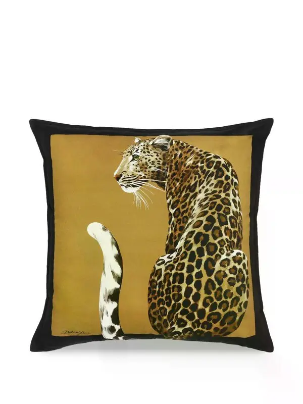 Dolce & Gabbana Large Leopard-print Cushion - Neutrals