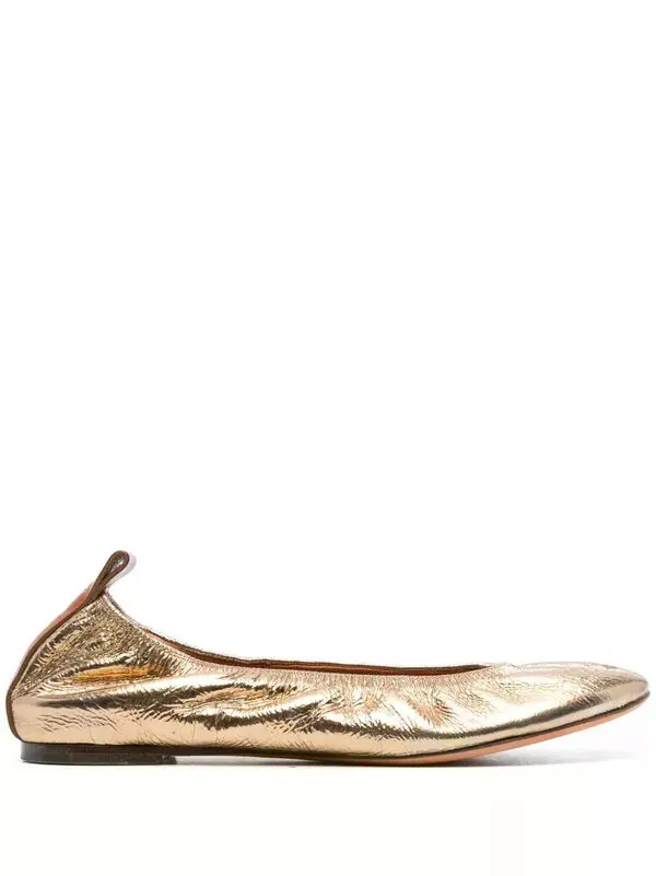 LANVIN Metallic Leather Ballerina Shoes - Silver