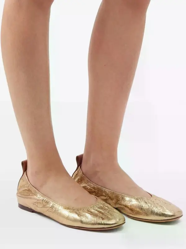 LANVIN Metallic Leather Ballerina Flats - Silver