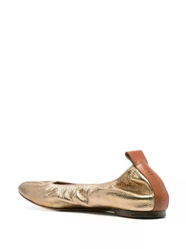 LANVIN Metallic Leather Ballerina Flats - Silver