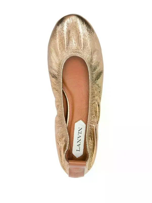 LANVIN Metallic Leather Ballerina Flats - Silver