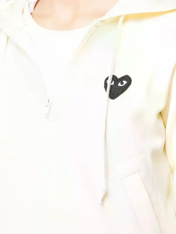 Play Comme Des Garcon Drawstring Hoodie With Heart Appliqu - Yellow