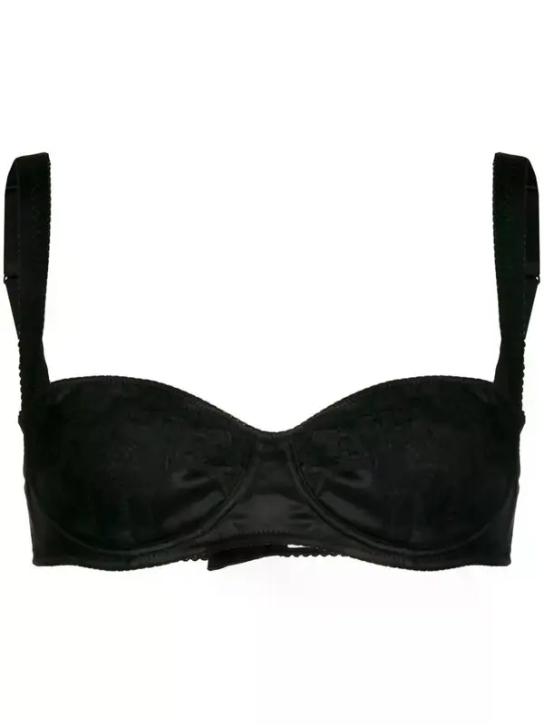 Dolce & Gabbana Lace-detail Satin Balconette Bra - Black