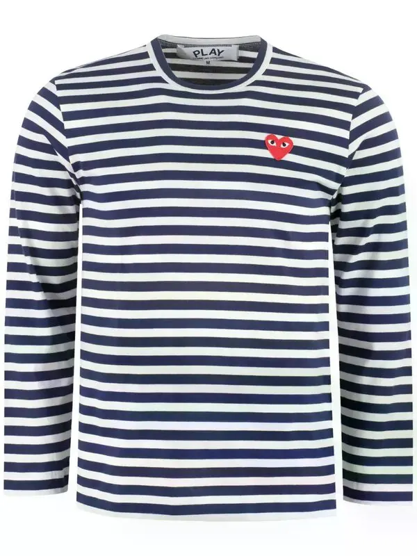 Play Comme Des Garcon Striped Long Sleeve T-shirt - Blue