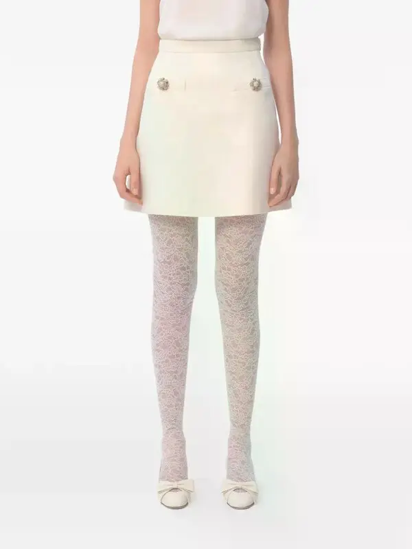 Valentino Garavani Crepe Couture Skirt With Jewel Button Detail