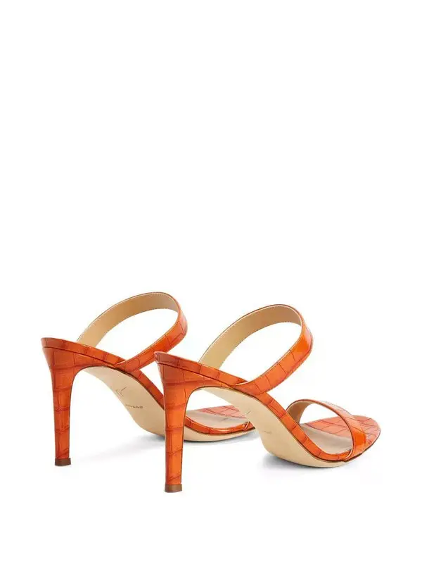 GIUSEPPE ZANOTTI Calista Embossed Crocodile Effect Stiletto Sandals - Orange