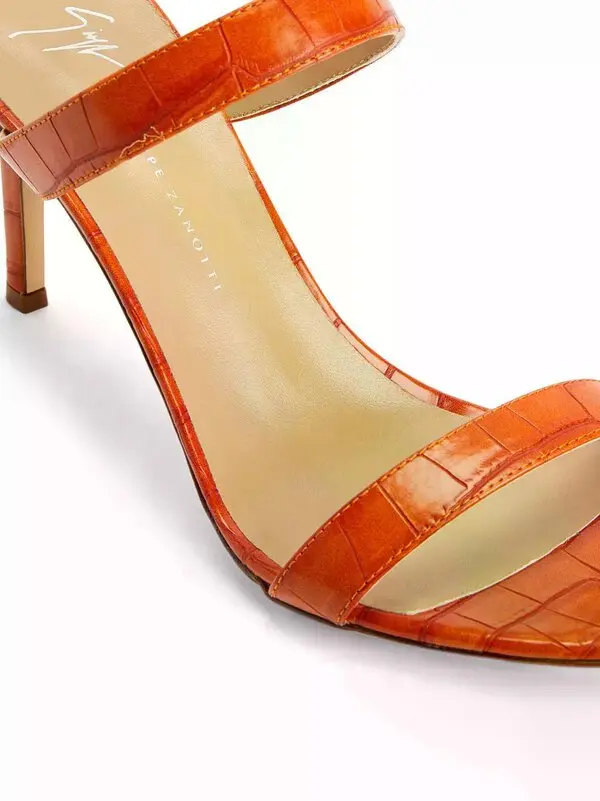 GIUSEPPE ZANOTTI Calista Embossed Crocodile Effect Stiletto Sandals - Orange