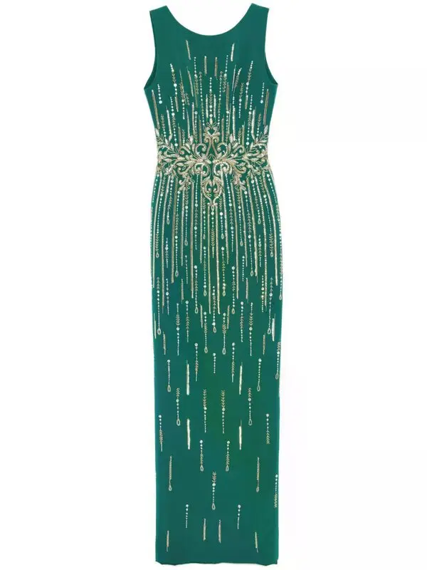 SAIID KOBEISY Beaded Crepe Gown