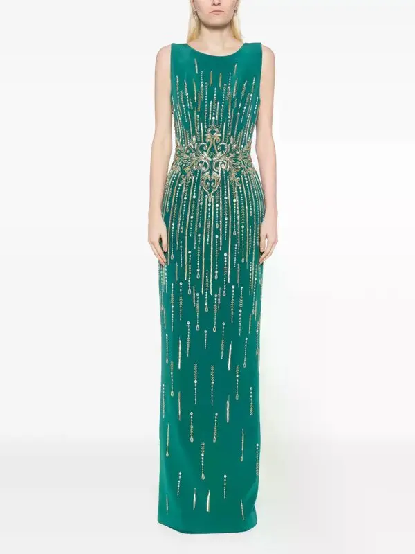 SAIID KOBEISY Beaded Crepe Gown