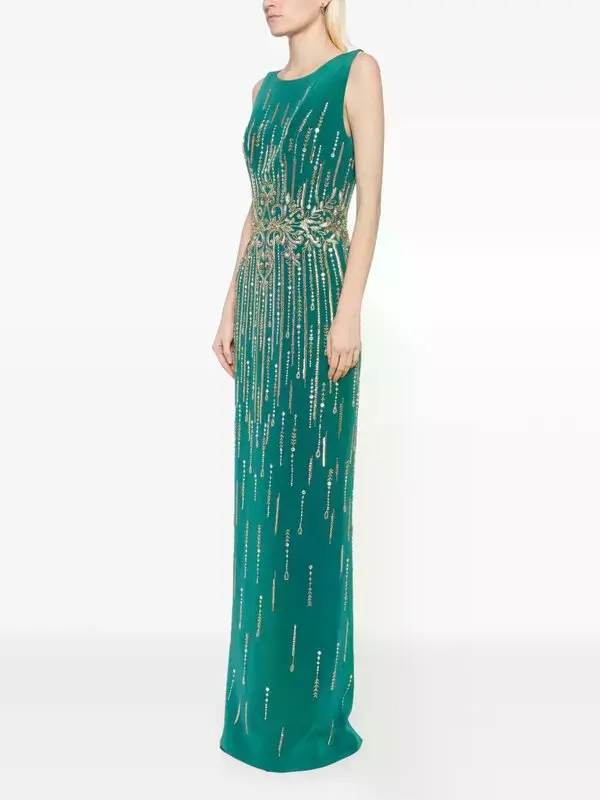 SAIID KOBEISY Beaded Crepe Gown