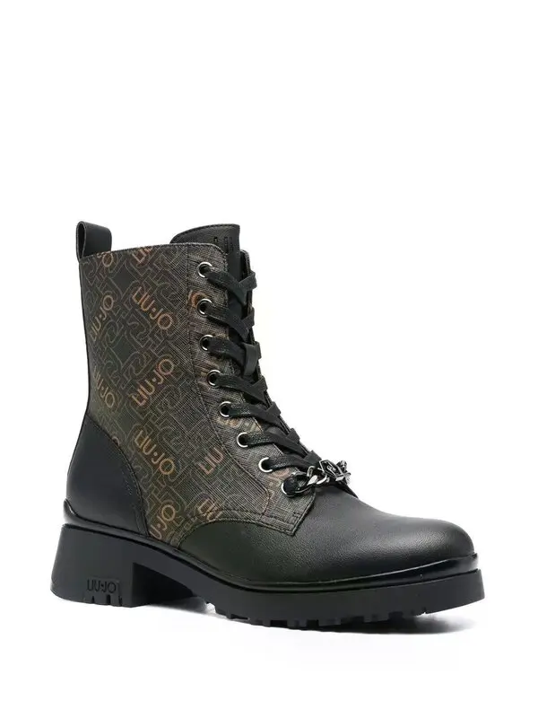 Liu Jo Monogram Print Lace-up Boots