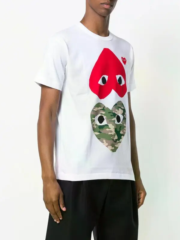 Play Comme Des Garcon Hearts Print T-shirt