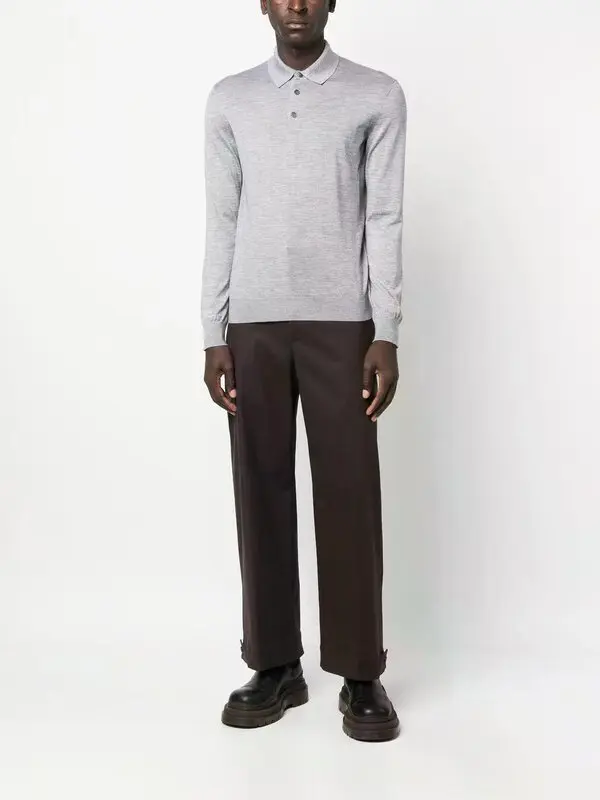 Zegna Cashmere-silk Polo Top - Grey