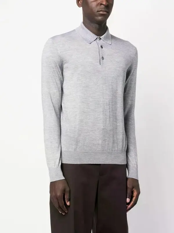 Zegna Cashmere-silk Polo Top - Grey
