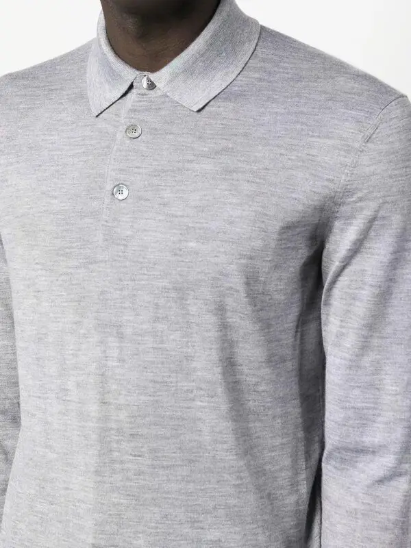 Zegna Cashmere-silk Polo Top - Grey