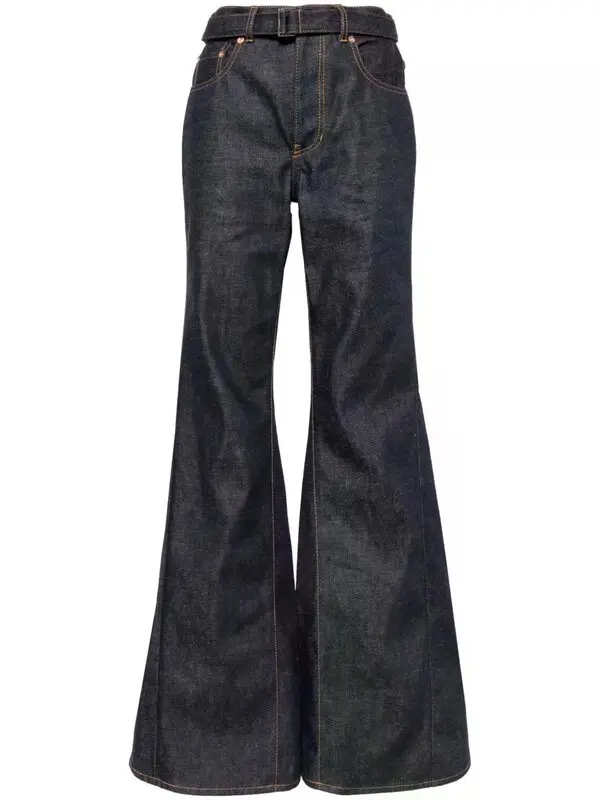 Sacai Mid-rise Flared Jeans With Belt