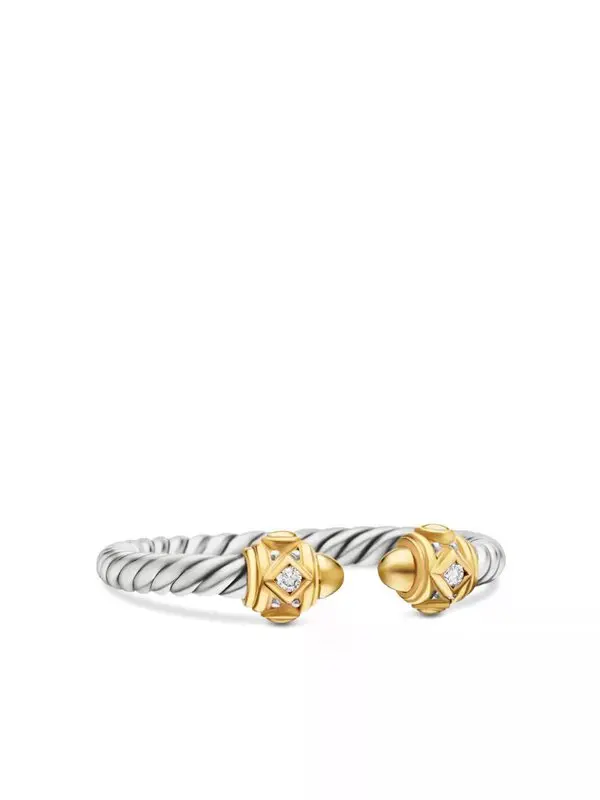 David Yurman Renaissance Diamond Ring In Sterling And 14k Yellow Gold - Silver