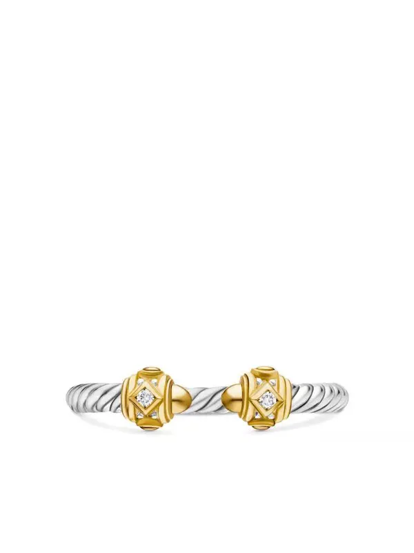 David Yurman Renaissance Diamond Ring In Sterling And 14k Yellow Gold