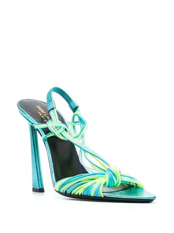 Saint Laurent Gippy Knot-detail Stiletto Sandals - Blue