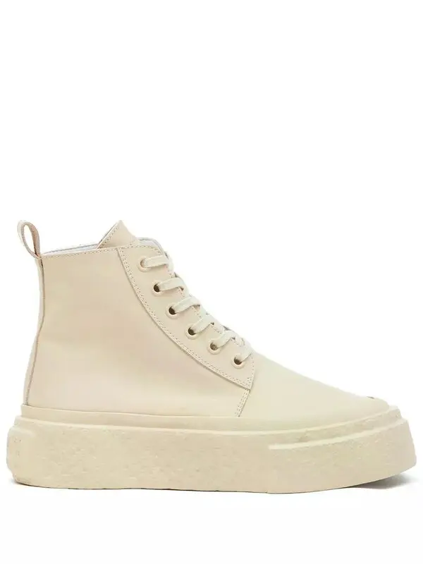 MAISON MARGIELA Beige Calf Leather Lace-up High-top Sneakers - Neutrals