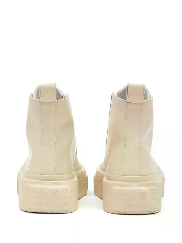 MAISON MARGIELA Beige Calf Leather Lace-up High-top Sneakers